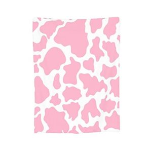 Pink Cow Print Adult Kids Fleece Blanket Throw Blanket for Bedding Living Room Decor Sofa Blanket 50"X40"