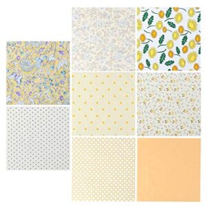 Healifty Floral Bedsheets 8Pcs Christmas Cotton Fabric Sheet Patchwork Cloth Quilting Precut Scraps Sewing Fabric for DIY Christmas Stocking Mouth Cover Purse Bag 50X50cm (Yellow) Floral Bed Sheets