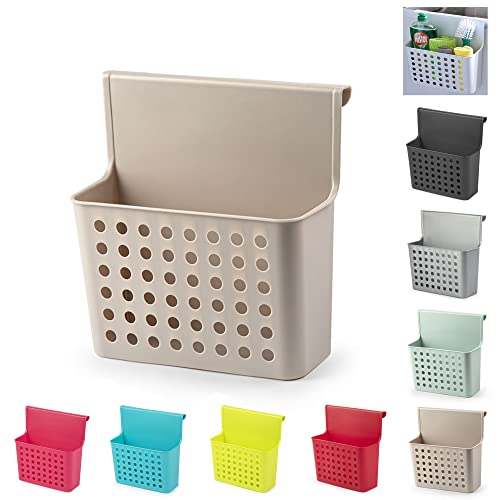 Plastific Kitchen Over Cabinet Drawer Door Hanging Organizer Basket Balance Attach a Trash Waste Bin Box Hanging Small Trash Suitable for Kitchen, Bathroom, Toilet, Bedroom (Taupe)