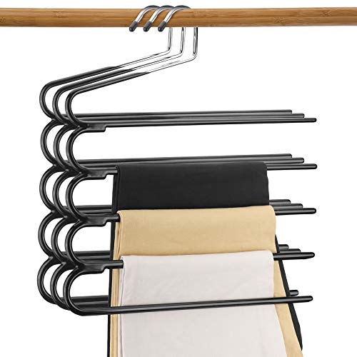 DOIOWN Pants Organizer Hangers Multi-Layer Jeans Trouser Hanger Space Saving Open –Ended Clothes Hangers Non Slip Closet Storage Organizer for Jeans Towels Scarves (3)