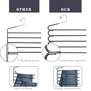 DOIOWN Pants Organizer Hangers Multi-Layer Jeans Trouser Hanger Space Saving Open –Ended Clothes Hangers Non Slip Closet Storage Organizer for Jeans Towels Scarves (3)