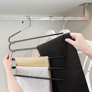 DOIOWN Pants Organizer Hangers Multi-Layer Jeans Trouser Hanger Space Saving Open –Ended Clothes Hangers Non Slip Closet Storage Organizer for Jeans Towels Scarves (3)