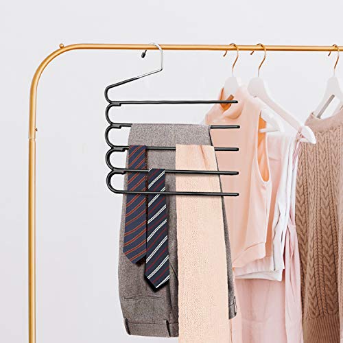 DOIOWN Pants Organizer Hangers Multi-Layer Jeans Trouser Hanger Space Saving Open –Ended Clothes Hangers Non Slip Closet Storage Organizer for Jeans Towels Scarves (3)