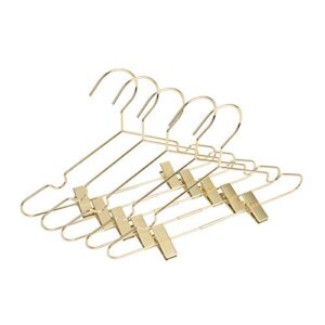 koobay metal pants hangers,12.5" heavy duty skirt slack hangers, gold metal trousers hangers with 2 adjustable non slip clips, shirts coat hangers clothing, space saving baby clothes hangers,25pack