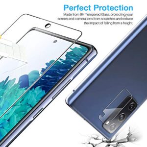 LK 6 Pack 3 Pack Screen Protector & 3 Pack Camera Lens Protector for Samsung Galaxy S20 FE 5G 6.5-inch, Tempered Glass, Easy Frame Installation, Support Fingerprint Reader, Case Friendly