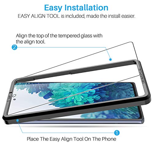 LK 6 Pack 3 Pack Screen Protector & 3 Pack Camera Lens Protector for Samsung Galaxy S20 FE 5G 6.5-inch, Tempered Glass, Easy Frame Installation, Support Fingerprint Reader, Case Friendly