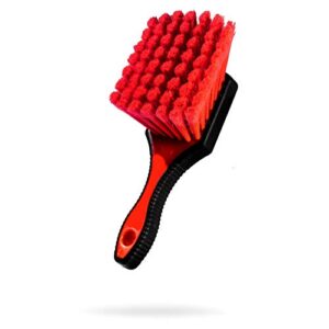 adam's wheel brush – car detailing brush for wheel cleaner & rim cleaner detailing supplies | soft bristles & rubberized short handle brush kit for brake dust car wash care