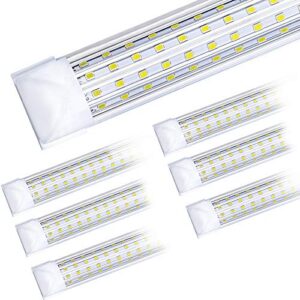 (6-pack) ftubet 8ft led shop light, 100w linkable 8 foot led lights fixture, 14000 lumens, 5000k daylight white, 4 row u shape led tube, high output bay lighting for garage warehouse workshop basement