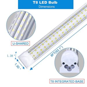 (6-Pack) FTUBET 8FT LED Shop Light, 100W Linkable 8 Foot LED Lights Fixture, 14000 Lumens, 5000K Daylight White, 4 Row U Shape LED Tube, High Output Bay Lighting for Garage Warehouse Workshop Basement