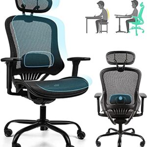 Ergousit Ergonomic Mesh Office Chair, High Back Desk Chair with Adjustable Height, Backrest and Lumbar Support, 3D Armrests,Swivel Executive Drafting Chair (Black)