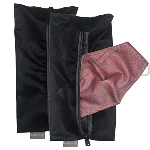 Masque Case Laundry Bag 2 Pack for Cleaning Reusable Face Masks, Keep Face Mask Clean with a Custom Delicates Mesh Washer Bag (2 Black, 2)