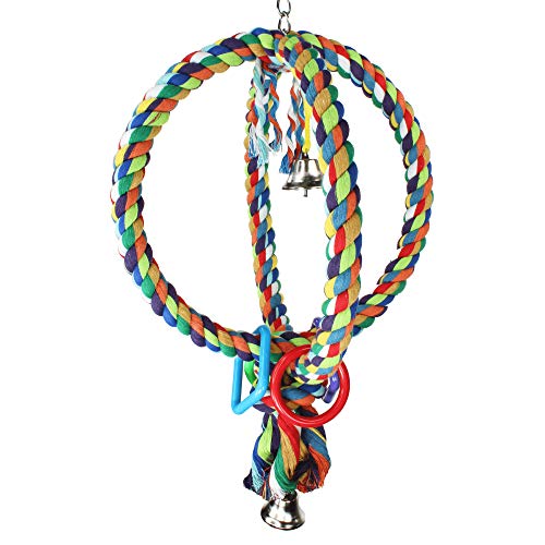 Bonka Bird Toys 3547 Large Globe Rope Ring Lux Cotton Coloful Climb Macaw African Grey Cockatoo