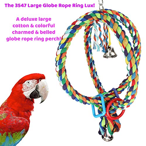 Bonka Bird Toys 3547 Large Globe Rope Ring Lux Cotton Coloful Climb Macaw African Grey Cockatoo