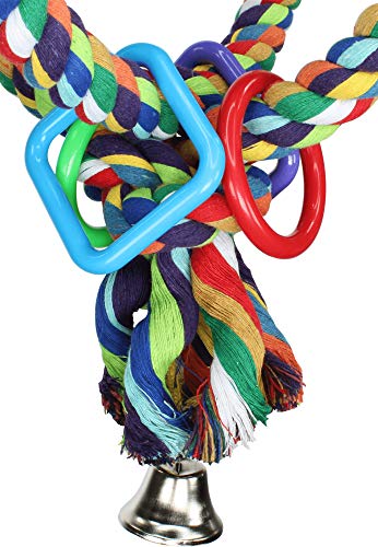 Bonka Bird Toys 3547 Large Globe Rope Ring Lux Cotton Coloful Climb Macaw African Grey Cockatoo