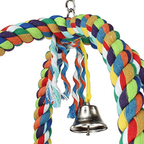 Bonka Bird Toys 3547 Large Globe Rope Ring Lux Cotton Coloful Climb Macaw African Grey Cockatoo