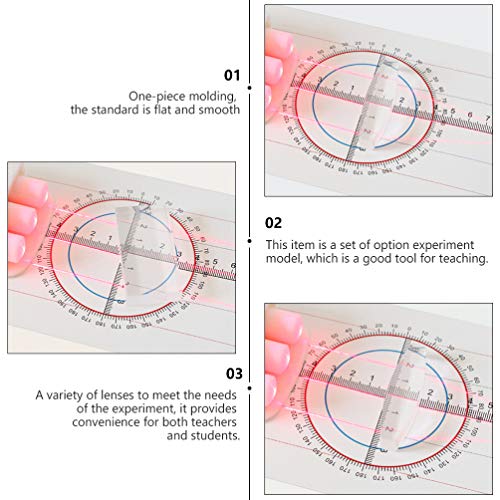 Baluue Optical Lens Set - Optical Glass Lens Semicircular Triangular Rectangular Lens Physics Demonstration Tools Equipment for Students, Experiment, Lab, 5Pcs