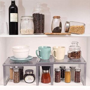 NEX Kitchen Shelf Organizer for Cabinet Counter Cupboard Pantry, Stackable & Expandable All Metal + Bamboo and Metal