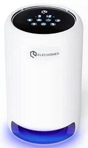 elechomes ox300 hepa air purifier for home with 4-stage filtration, 12h timer, led display, night light, 100% ozone free, quiet air cleaner for dust, pet dander, white