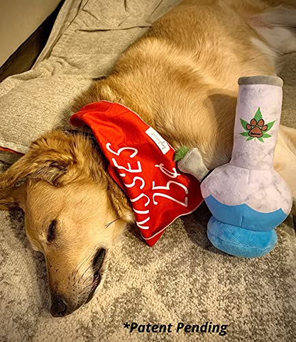 Nestpark Puppy Chiefer 3000 - Funny Dog Toys - Plush Squeaky Weed Dog Toy for Medium, Small and Large - Cute Dog Gifts for Dog Birthday - Cool Stuffed Dog Toys