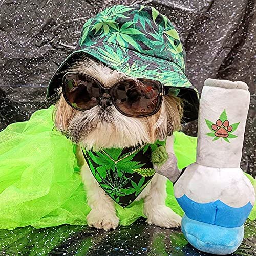 Nestpark Puppy Chiefer 3000 - Funny Dog Toys - Plush Squeaky Weed Dog Toy for Medium, Small and Large - Cute Dog Gifts for Dog Birthday - Cool Stuffed Dog Toys