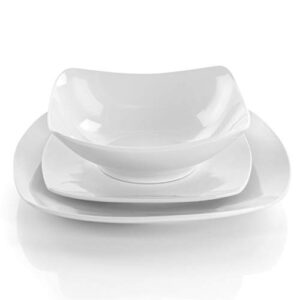 Elama White Porcelain Dish Dinnerware Set, 18 Piece, Newman