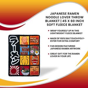 Japanese Ramen Noodle Lover Throw Blanket | 45 x 60 Inch Soft Fleece Blanket