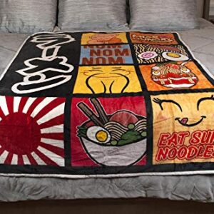 Japanese Ramen Noodle Lover Throw Blanket | 45 x 60 Inch Soft Fleece Blanket