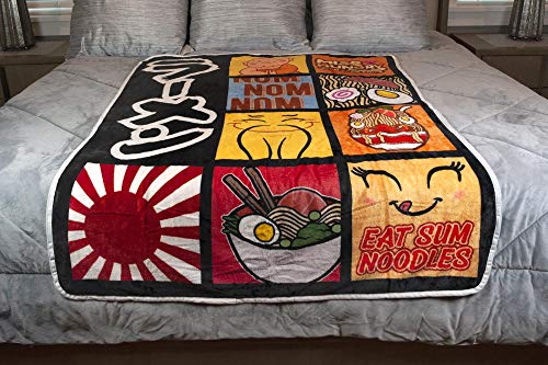 Japanese Ramen Noodle Lover Throw Blanket | 45 x 60 Inch Soft Fleece Blanket