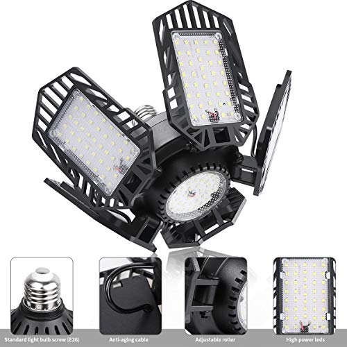 POLARPRA 150W Led Garage Light - 15000LM Garage Lights Ceiling Led - 6500K Aluminium Garage LED Lights, Bright Garage Lighting for Warehouse Basement Workshop, E26/E27 Screw Socket