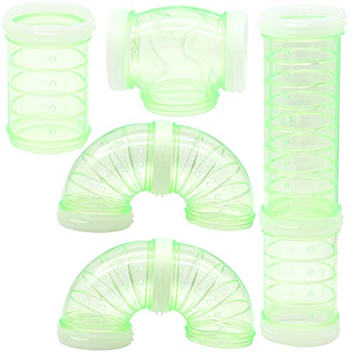 Hamster Tube Set, Transparent Curved Pipe Pet Cage Tunnel DIY Creative Connection Tunnel Excercise Toy for Mouse Hamster Rat and Other Small Animals