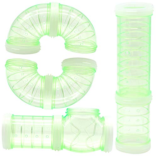 Hamster Tube Set, Transparent Curved Pipe Pet Cage Tunnel DIY Creative Connection Tunnel Excercise Toy for Mouse Hamster Rat and Other Small Animals