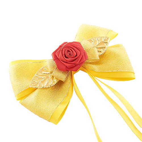 JiaDuo Princess Dress Up Accessories for Girls Women Halloween Costume Big Hair Bow Clips Yellow 6 Inch