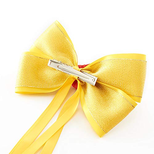 JiaDuo Princess Dress Up Accessories for Girls Women Halloween Costume Big Hair Bow Clips Yellow 6 Inch