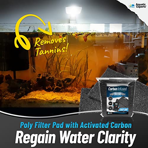 Aquatic Experts Aquarium Carbon Pad - Activated Carbon Filter Pad - Cut to Fit Carbon Infused Filter Pad for Crystal Clear Fish Tank and Ponds - Carbon Filter Pads for Aquarium - 10.5" x 36"