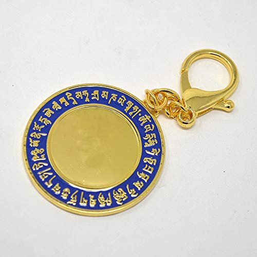 fengshuisale Blue 28 Hums Protection Wheel Keychain with Tibetan for Good Health & Protection W4263