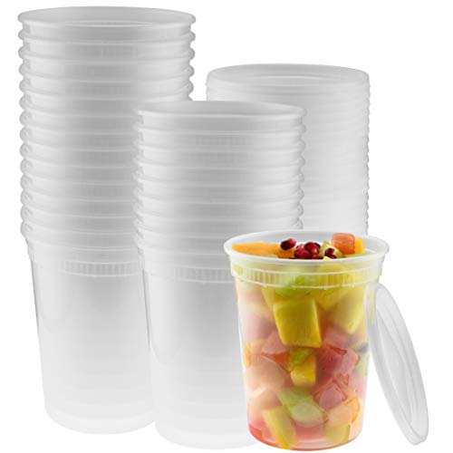 32-Ounce Clear Deli Containers with Lids | Stackable, BPA-Free Food Storage Container Set | Recyclable Space Saver Airtight Container for Kitchen Storage, Meal Prep, Take Out | 30 Pack