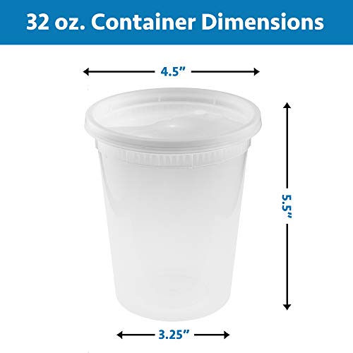 32-Ounce Clear Deli Containers with Lids | Stackable, BPA-Free Food Storage Container Set | Recyclable Space Saver Airtight Container for Kitchen Storage, Meal Prep, Take Out | 30 Pack