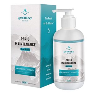 perio maintenance alcohol free mouthwash – concentrated mouthwash for bad breath, plaque, sensitive teeth, and gingivitis or gum disease - fresh mint flavored fluoride rinse by everest oral care