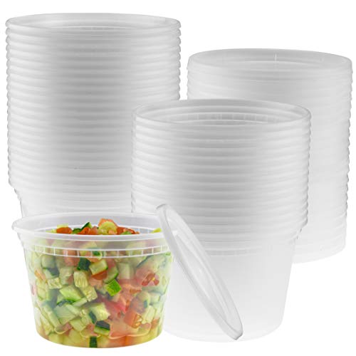 NYHI 16-Ounce Clear Deli Containers with Lids | Stackable, BPA-Free Food Storage Container Set | Recyclable Space Saver Airtight Container for Kitchen Storage, Meal Prep, Take Out | 40 Pack