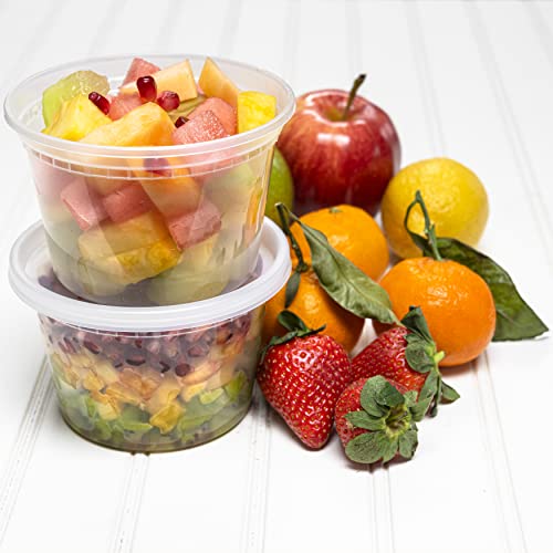 NYHI 16-Ounce Clear Deli Containers with Lids | Stackable, BPA-Free Food Storage Container Set | Recyclable Space Saver Airtight Container for Kitchen Storage, Meal Prep, Take Out | 40 Pack