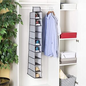 Home Basics SB39012 Hanging Closet Shoe Organizer, 10 Shelf, Grey