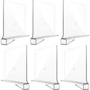 Clear Acrylic Shelf Dividers for Closet Organization Transparent Closet Shelf Divider Organizer Multi Functional Wood Closet Separator for Storage in Bedroom, Kitchen, Office (6 Pieces)