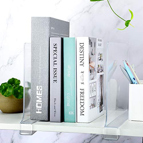 Clear Acrylic Shelf Dividers for Closet Organization Transparent Closet Shelf Divider Organizer Multi Functional Wood Closet Separator for Storage in Bedroom, Kitchen, Office (6 Pieces)