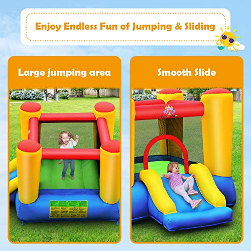 BOUNTECH Inflatable Bounce House, Bouncy House for Kids Indoor Outdoor Party Fun with Heavy Duty Jumping Area, Slide, Portable Backyard Castle Bouncer for Toddlers Birthday Party Gifts