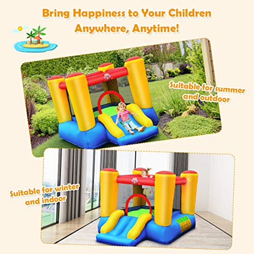 BOUNTECH Inflatable Bounce House, Bouncy House for Kids Indoor Outdoor Party Fun with Heavy Duty Jumping Area, Slide, Portable Backyard Castle Bouncer for Toddlers Birthday Party Gifts