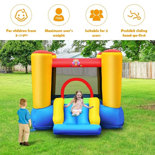 BOUNTECH Inflatable Bounce House, Bouncy House for Kids Indoor Outdoor Party Fun with Heavy Duty Jumping Area, Slide, Portable Backyard Castle Bouncer for Toddlers Birthday Party Gifts