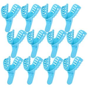 jmu dental impression tray 12 pcs, perforated disposable impression trays, 4 medium lower