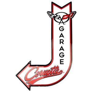 hangtime corvette garage sign, vintage chevrolet metal automotive wall art decor, 11.5 in. x 17.5 in, man cave stuff for men