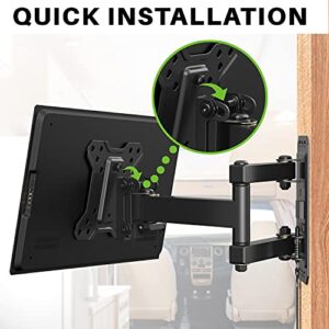 USX MOUNT Full Motion TV Wall Mount for Most 10-26 Inch LED, Flat Screen TVs Lockable RV Mount on Motor Home Camper Truck Marine Boat Trailer TV Mount up to 33 lbs VESA 100x100mm Easy One Step Lock