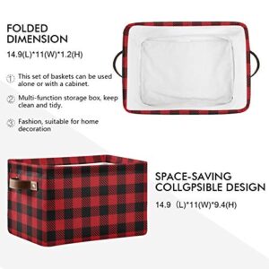 ALAZA Foldable Storage Bins, Black and Red Lumberjack Plaid Storage Boxes Closet Shelf Organizer for Bedroom Nursery Closet Toys Books